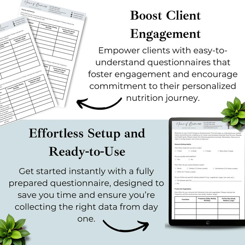 Nutrition Coach Food Frequency Questionnaire Template Editable Food ...