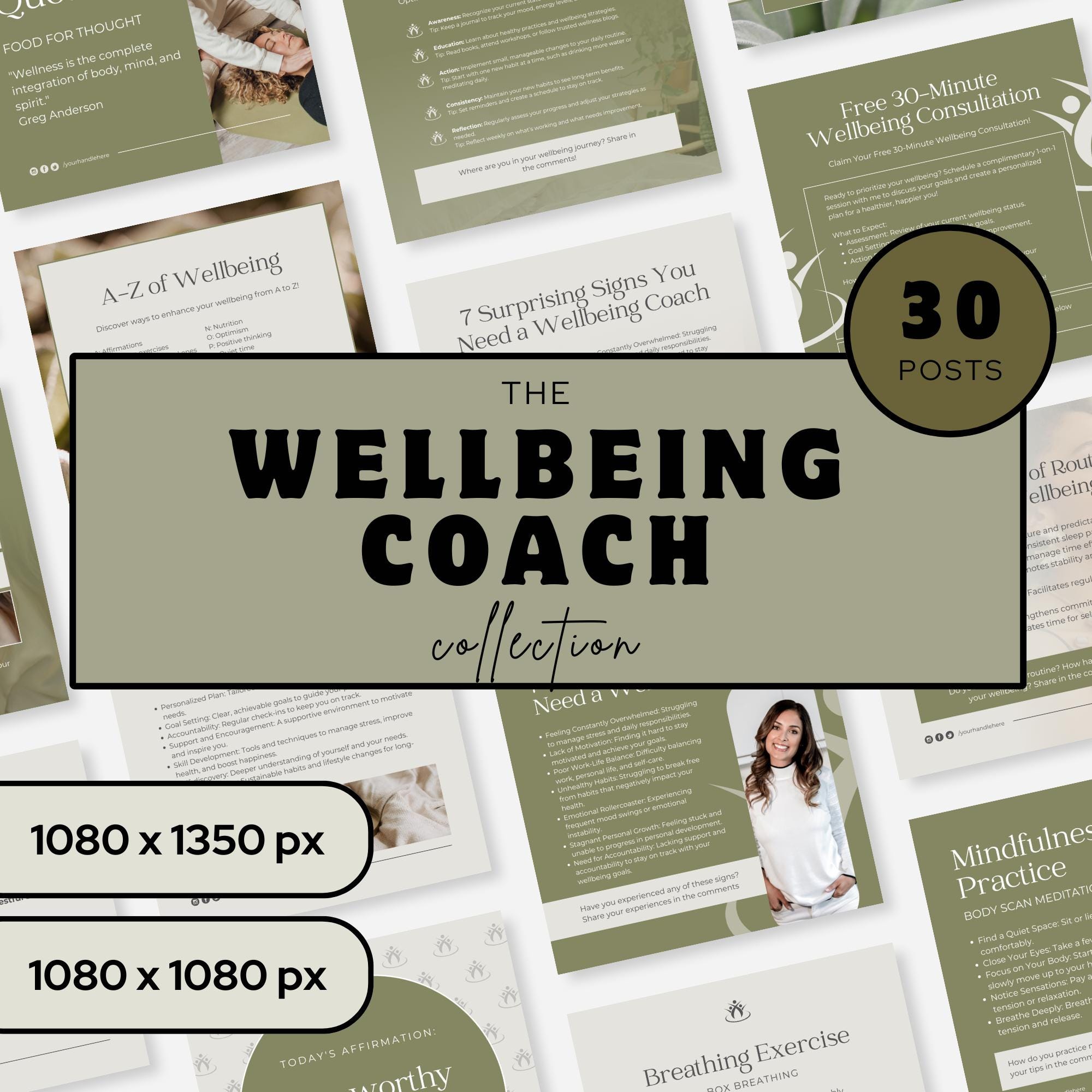 Wellbeing Instagram Templates, Editable Social Media Posts for Health ...