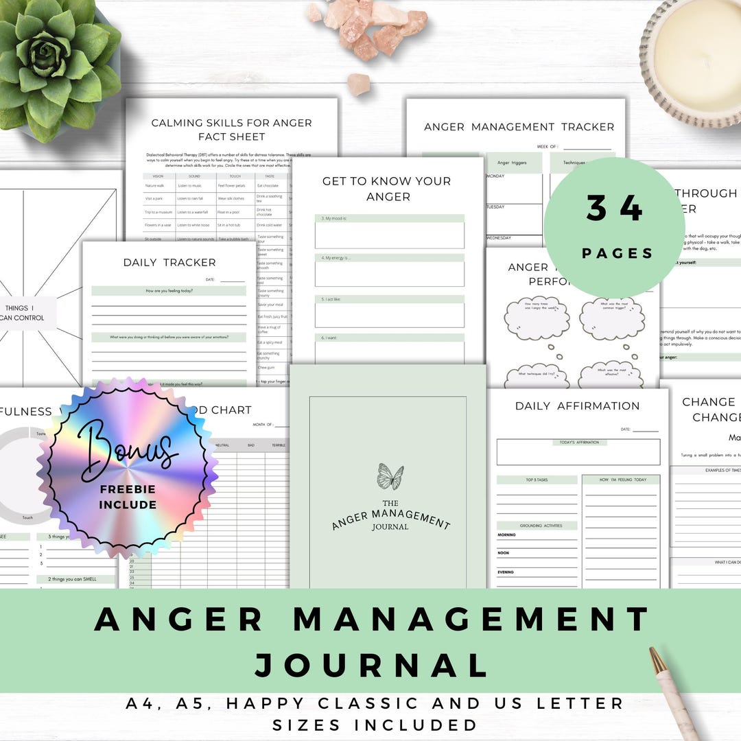 Anger Management Workbook Printable Emotional Regulation Journal Mental ...