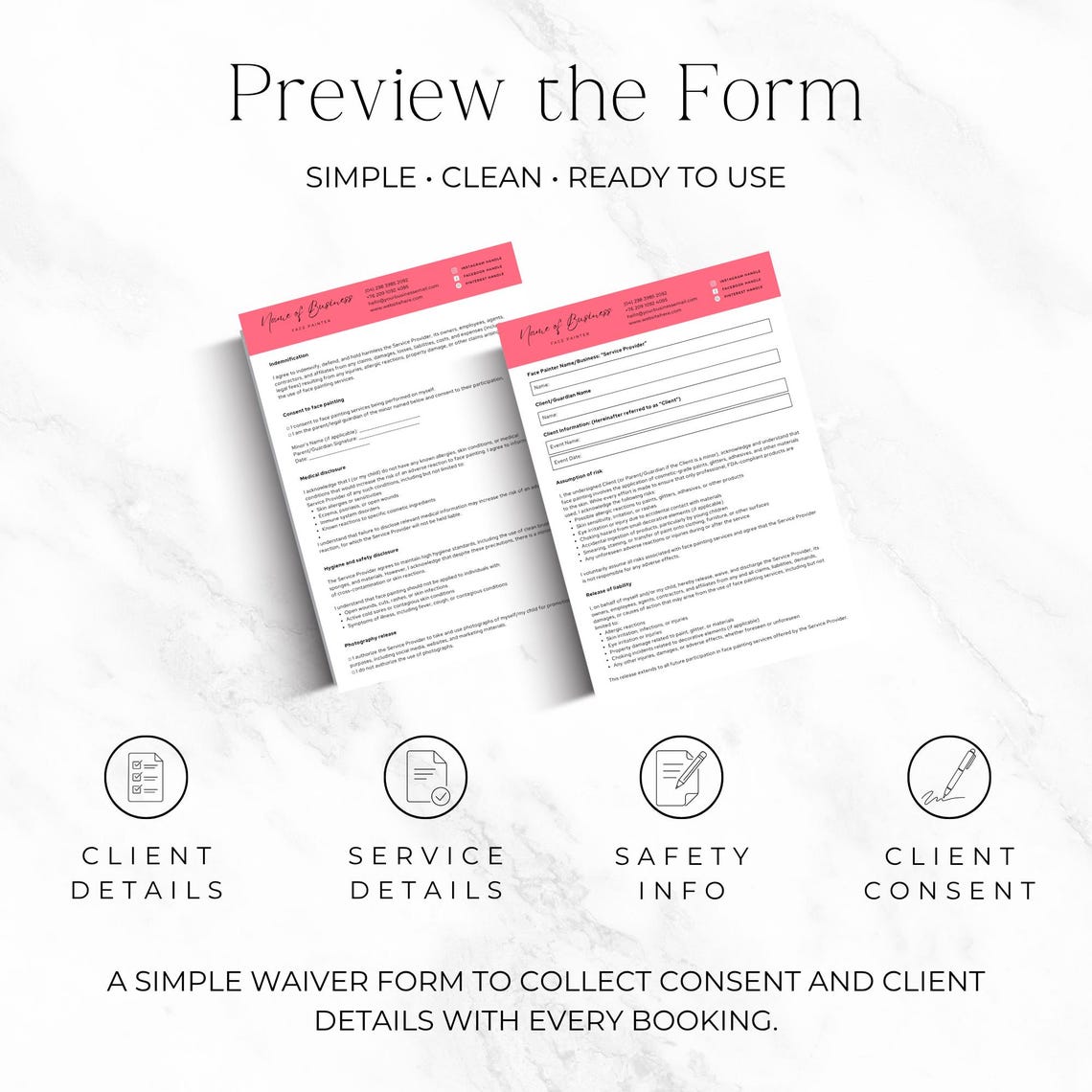 Editable Face Painter Liability Waiver Template | Printable Canva ...