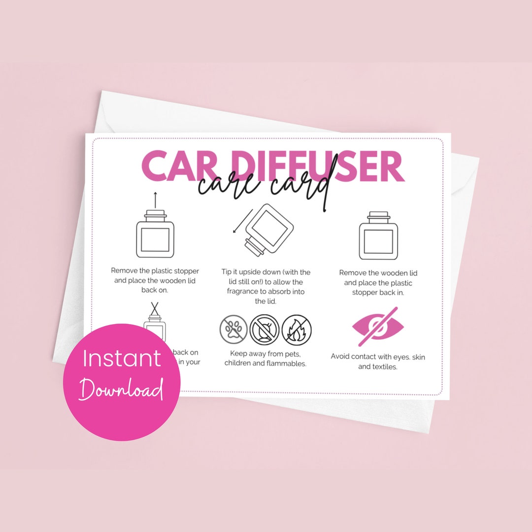 Car Diffuser Care Card Printable Air Freshener Instructions | Car ...