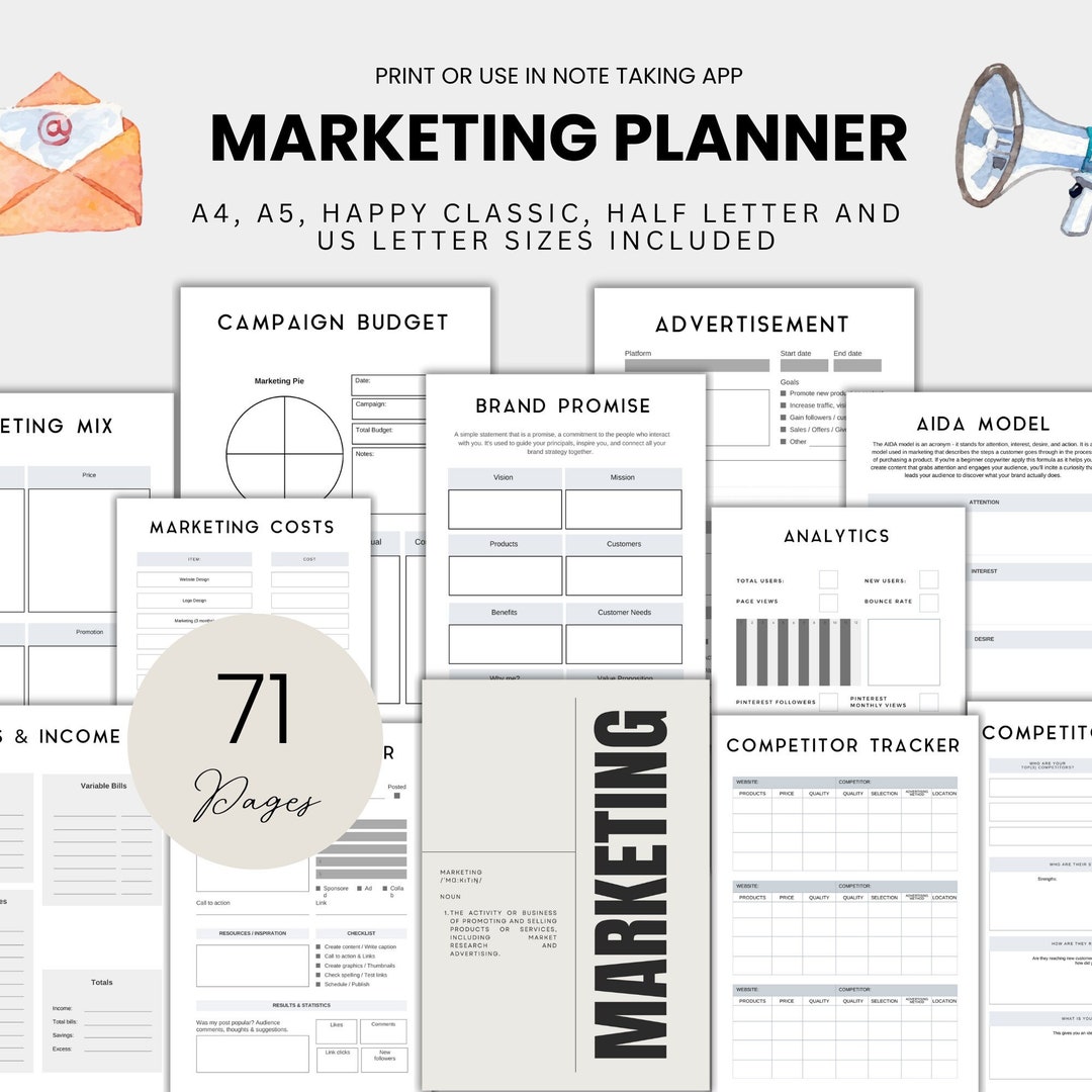Marketing Planner Bundle Template Printable Social Media Planner ...