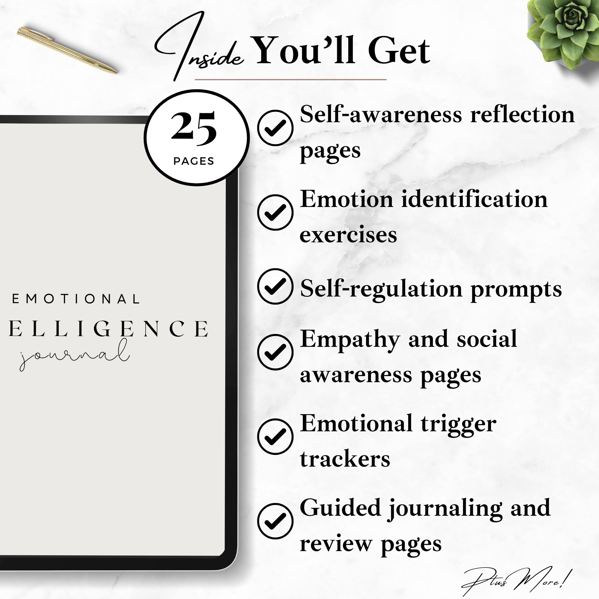 Emotional Intelligence Journal Self Awareness Planner Self Regulation ...