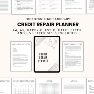 Credit Repair Planner Printable Budgeting Journal Credit Score Tracker ...