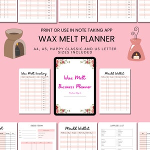 Wax Melt Business Planner for Wax Melt Organiser Bundle Wax Melt ...