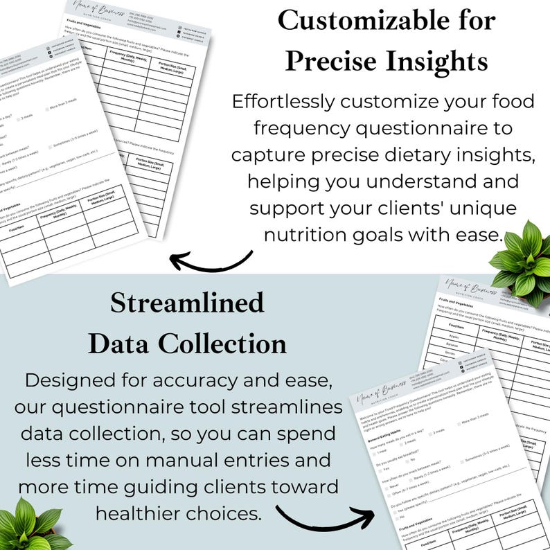 Nutrition Coach Food Frequency Questionnaire Template Editable Food ...