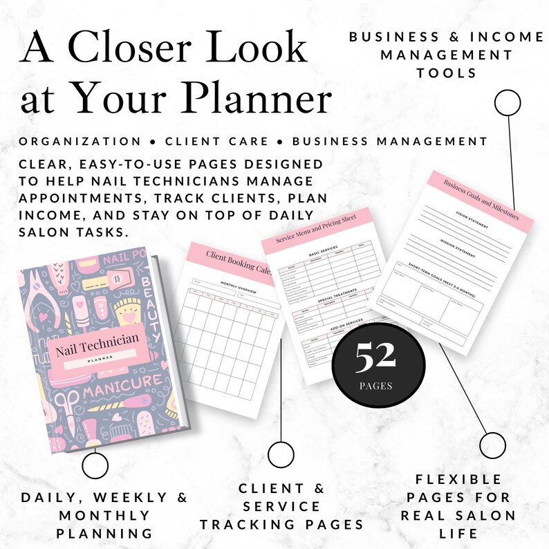 Nail Technician Planner Printable Nail Tech Business Bundle Appointment ...