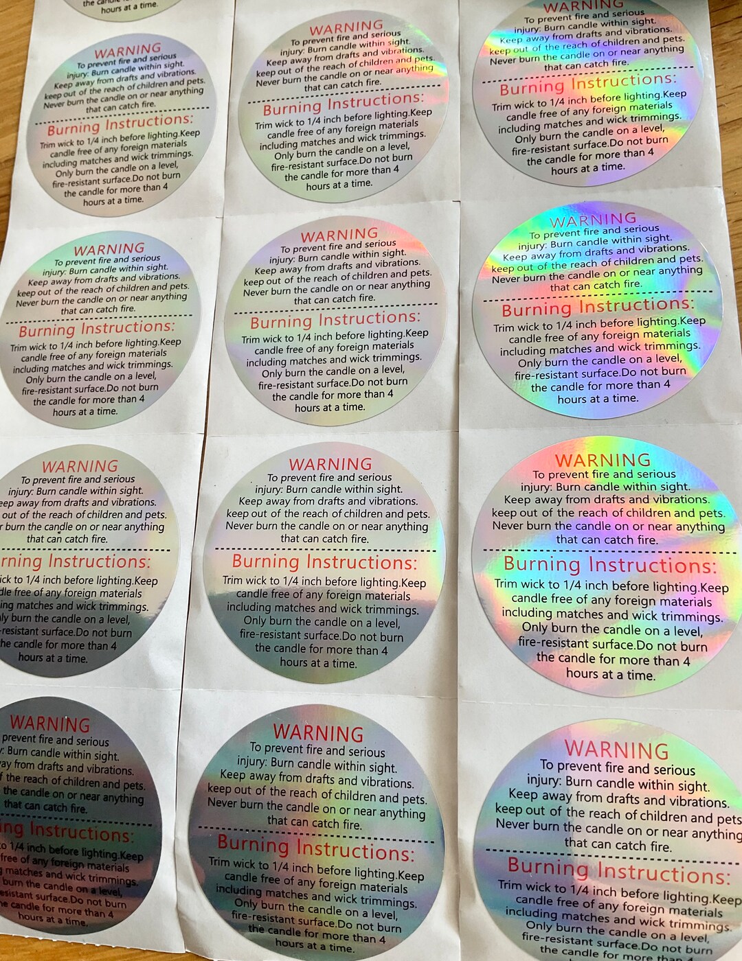 Candle Safety Stickers for Candle Warning Label Stickers for Candle ...