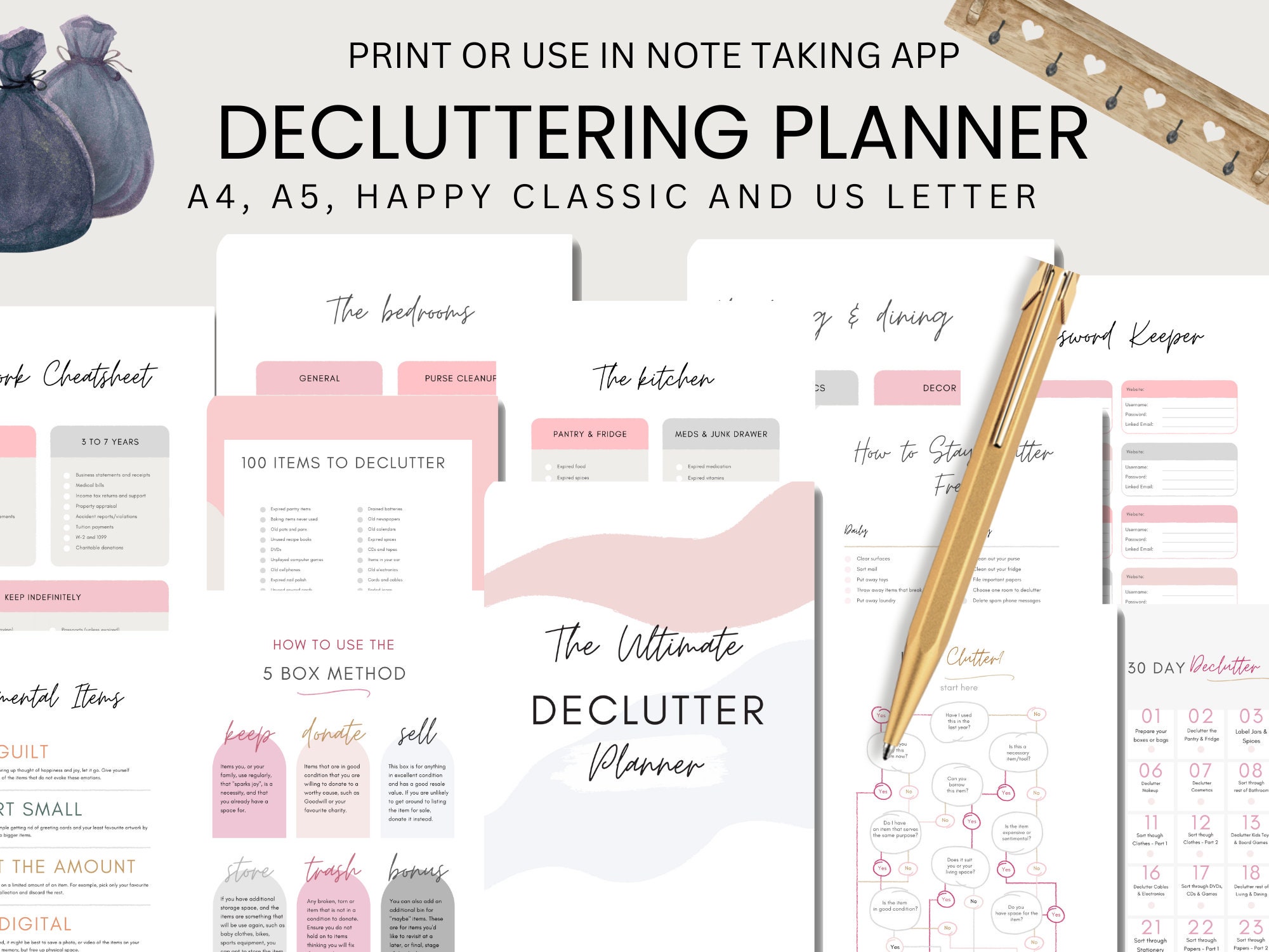 Declutter Checklist Decluttering Planner for Decluttering - Etsy