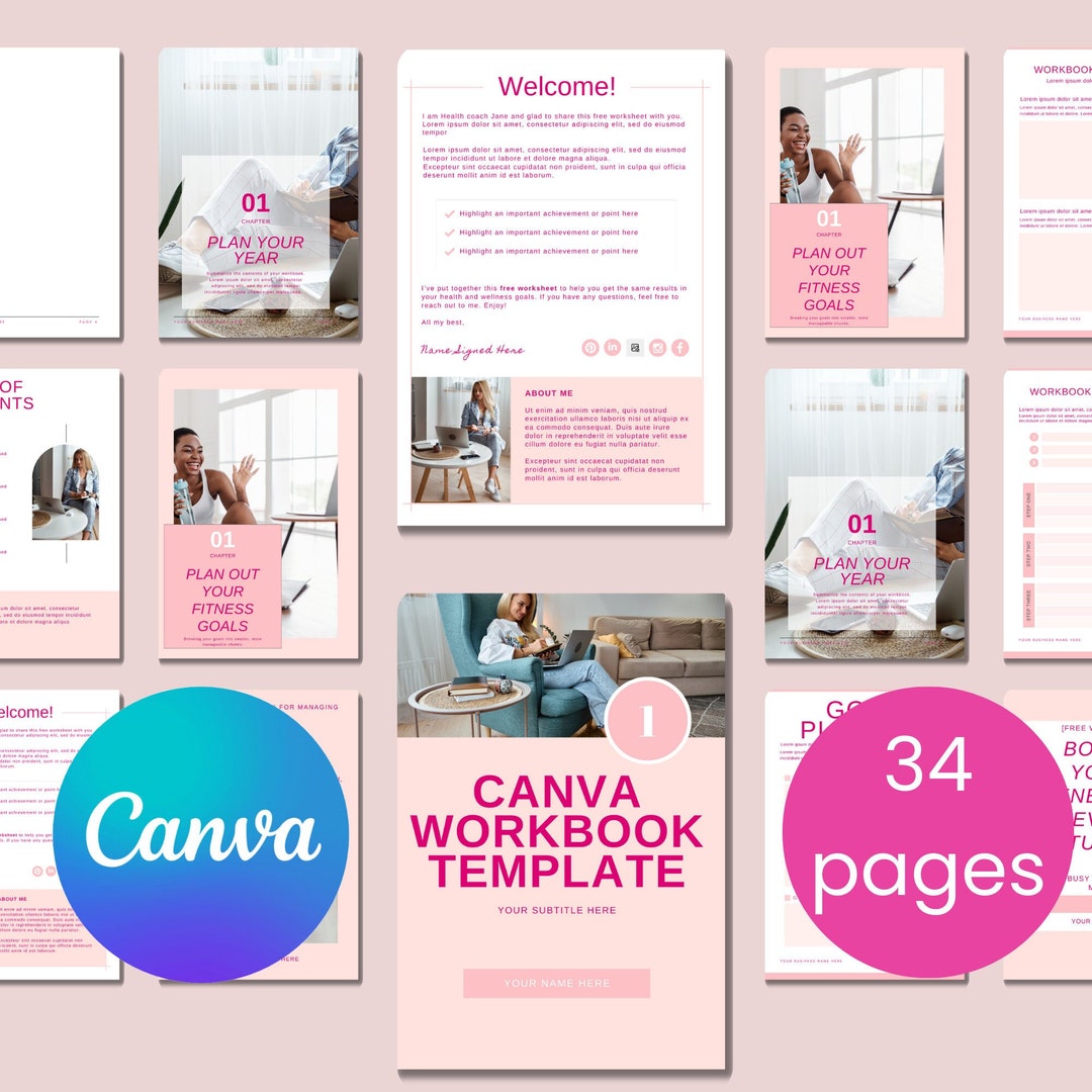 Editable Workbook Template Bundle Canva Coaching Worksheet Journal ...