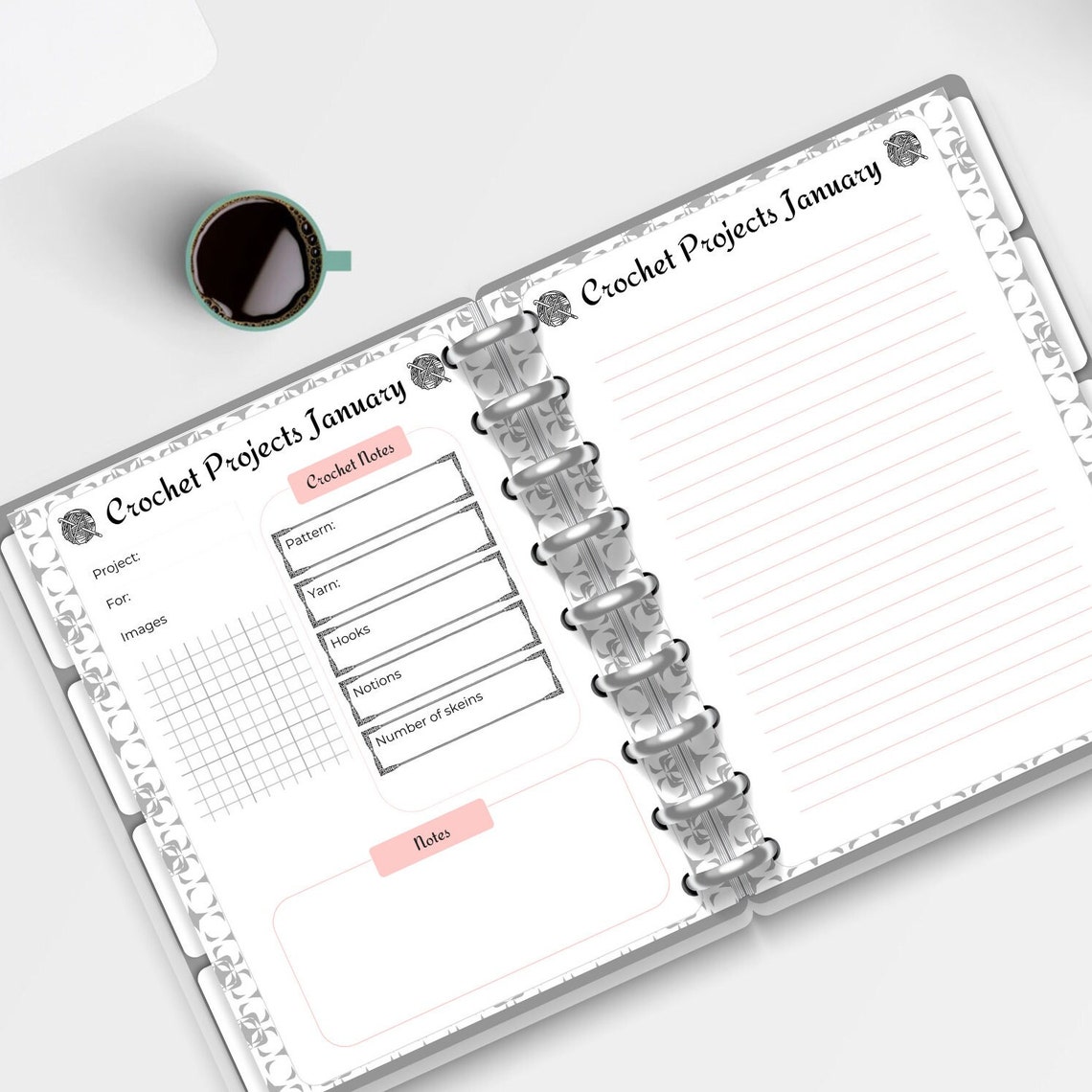 Crochet Planner, Printable Project Organizer, Digital Crochet Journal ...