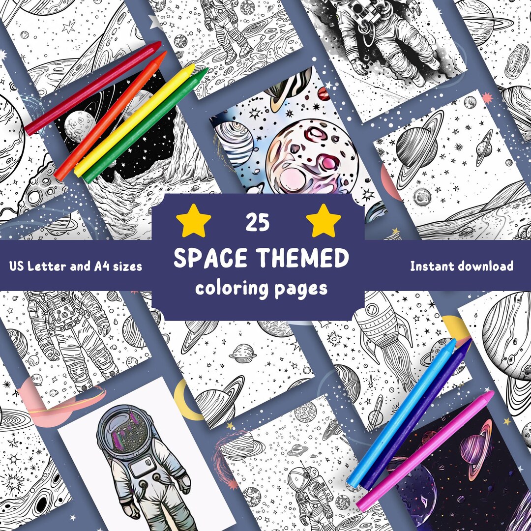 Space Themed Coloring Pages for Children Printable Astronaut Coloring ...