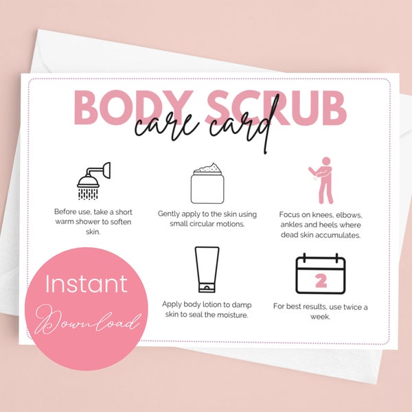 Body Scrub Care Card - Etsy