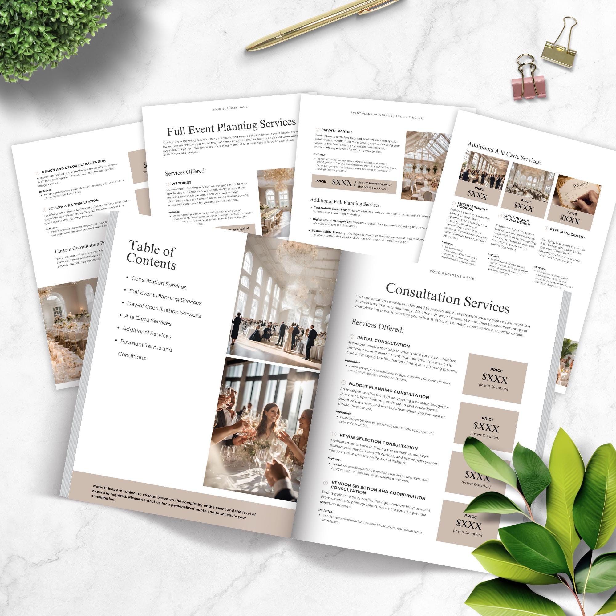 Event Planner Price List Template, Editable Pricing Guide, Professional ...