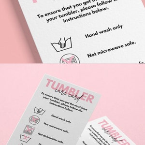 Tumbler Cup Care Instructions Travel Mug Care Card Printable Drinkwear ...
