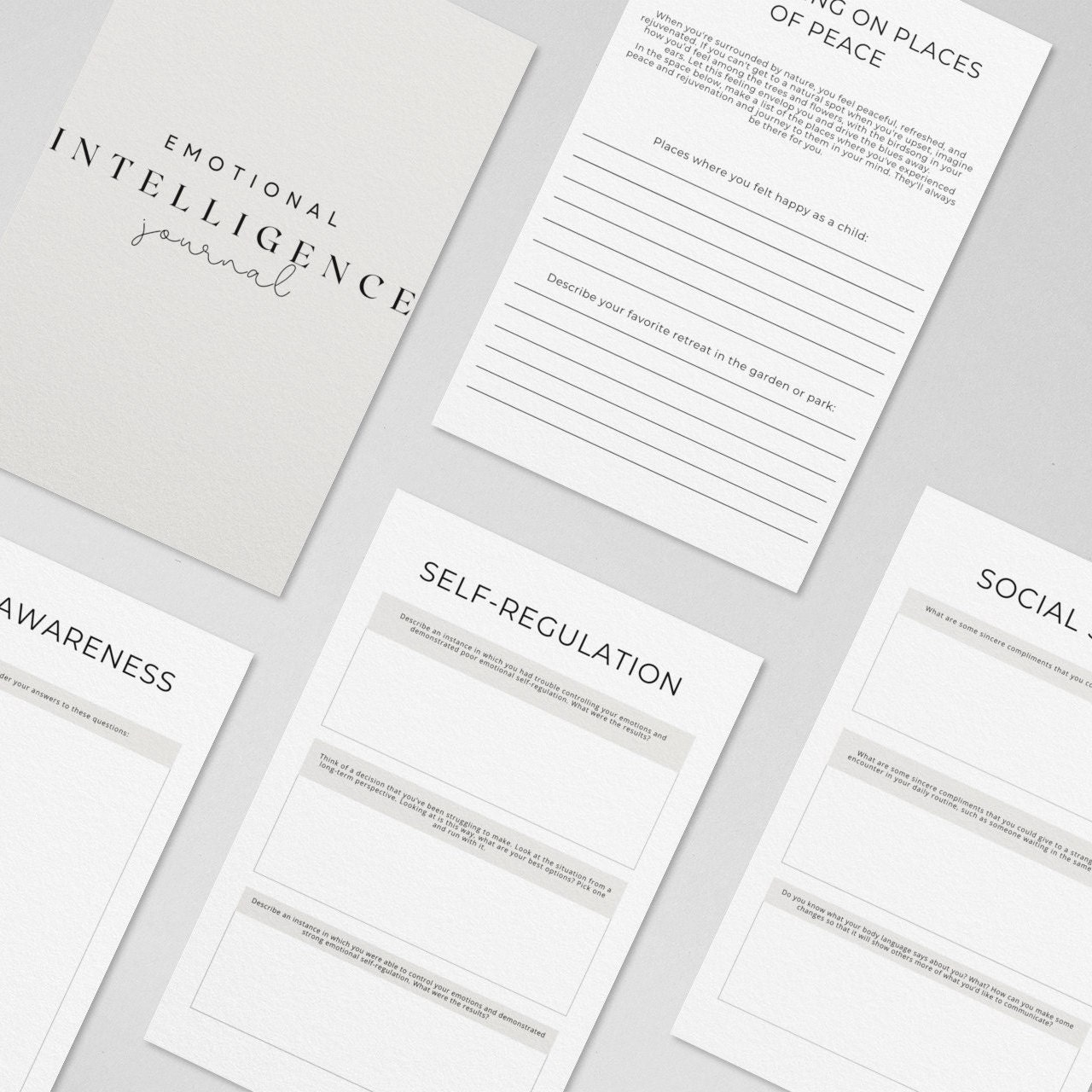 Emotional Intelligence Journal Self Awareness Planner Self Regulation ...