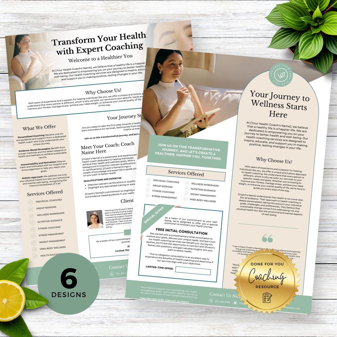 Health Coach Flyer Template Editable Wellness Coach Promotional ...