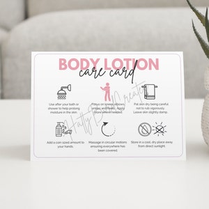 Body Lotion Care Card Body Butter Guide Lotion Bar Care Card ...