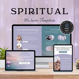 Spiritual Website Template Canva Editable, Reiki Healer Website Energy ...