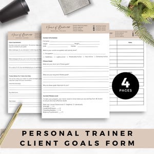 Personal Trainer Client Goal Setting Form Editable Fitness Progress ...