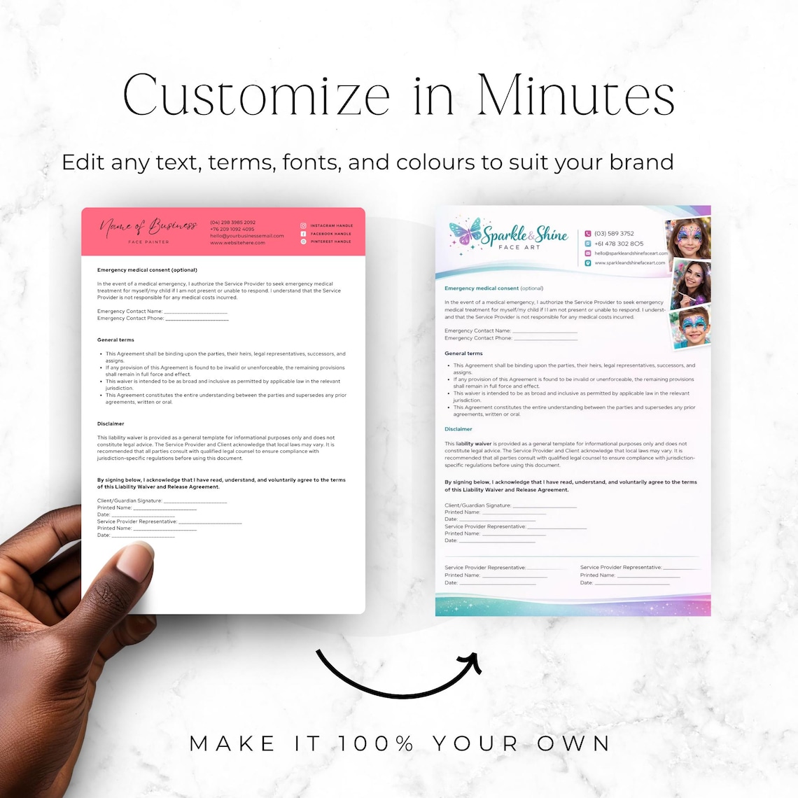 Editable Face Painter Liability Waiver Template | Printable Canva ...