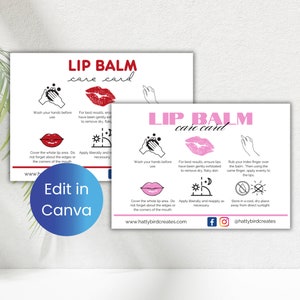 Editable Lip Balm Care Card Template Lip Salve Instructions Printable ...