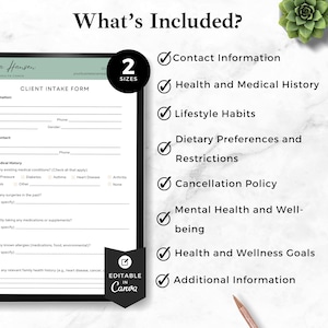 Health Coach Client Intake Form Template Editable Client Onboarding ...
