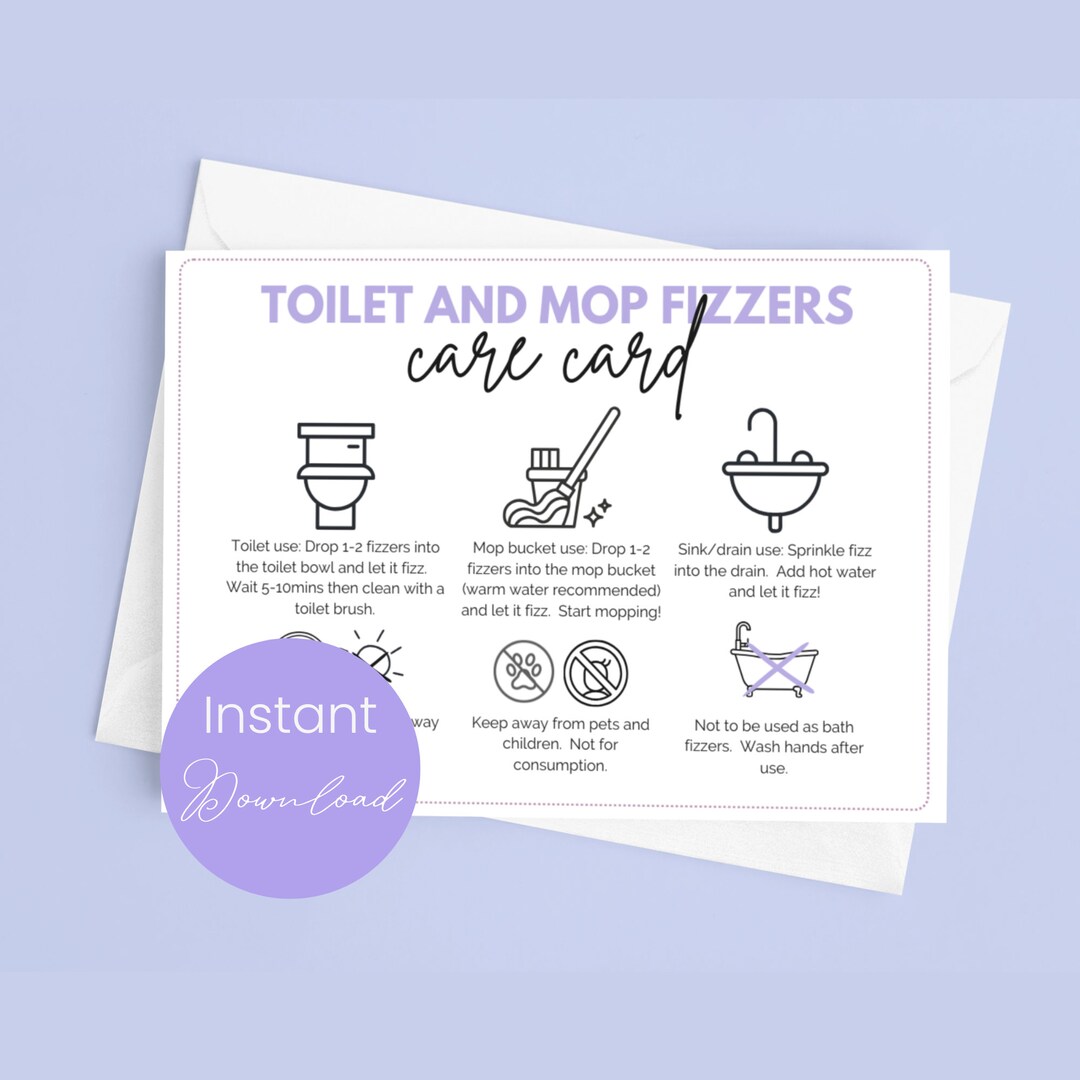 Toilet and Mop Bomb Care Card Toilet Fizzers Template Mop Fizzies Care ...