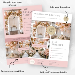 Balloon Artist Flyer Templates Wedding Balloon Business Bundle Editable ...