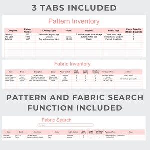 Sewing Inventory Spreadsheet Excel Fabric Tracker for Sewing Pattern ...