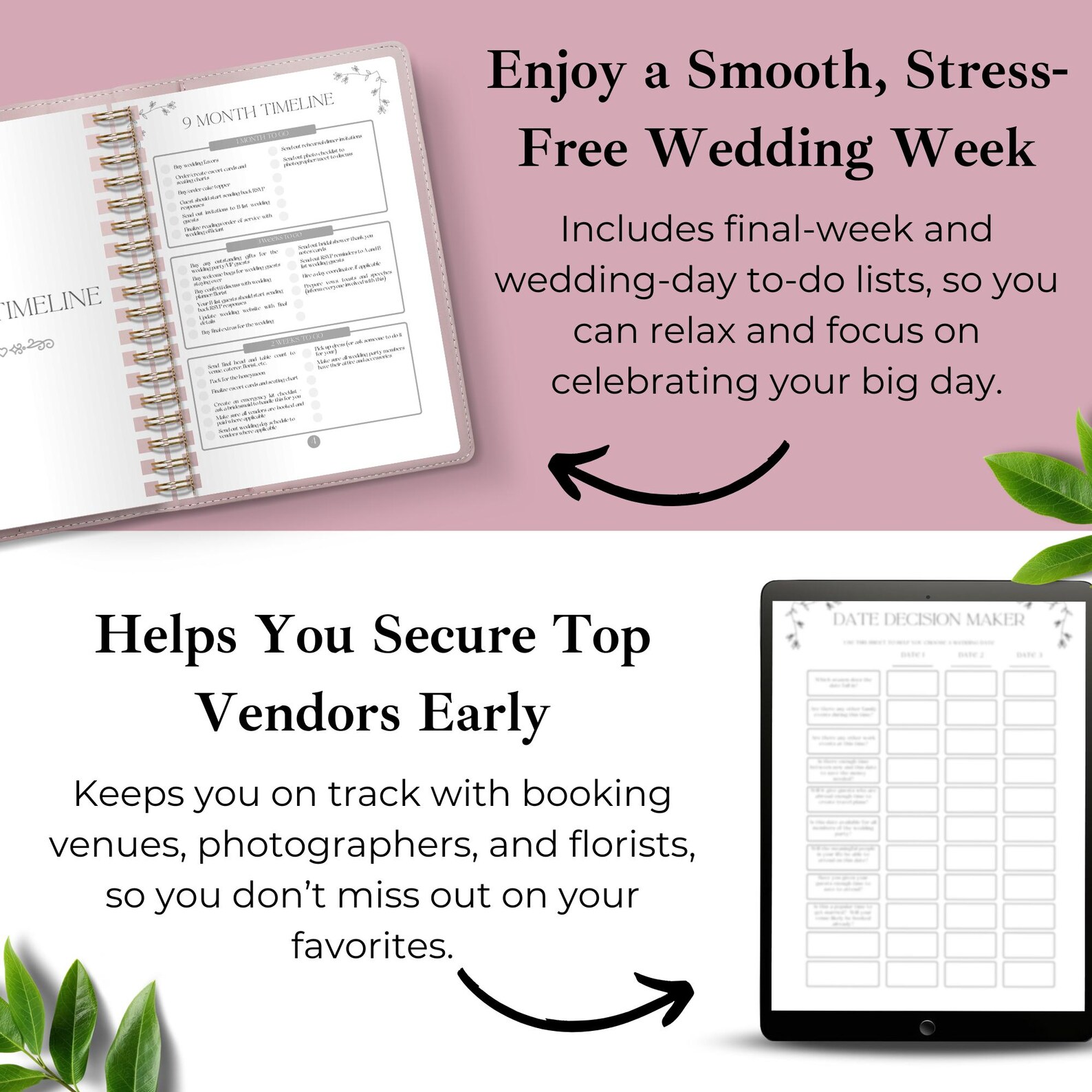 Editable Wedding Countdown Checklist Canva, Bride Wedding Planner ...