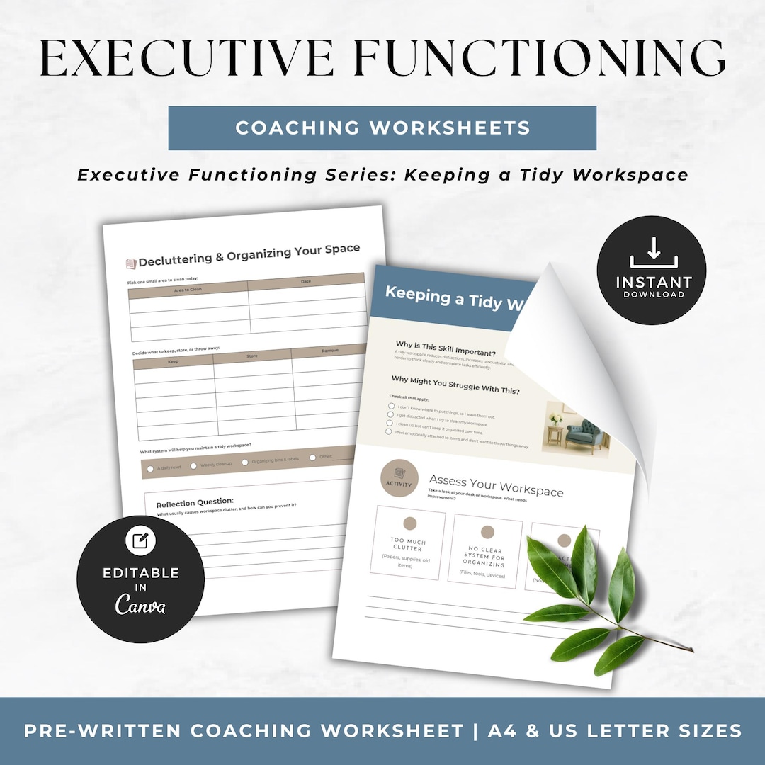 Executive Functioning Worksheet Canva Template for Coaches, Pre-written ...