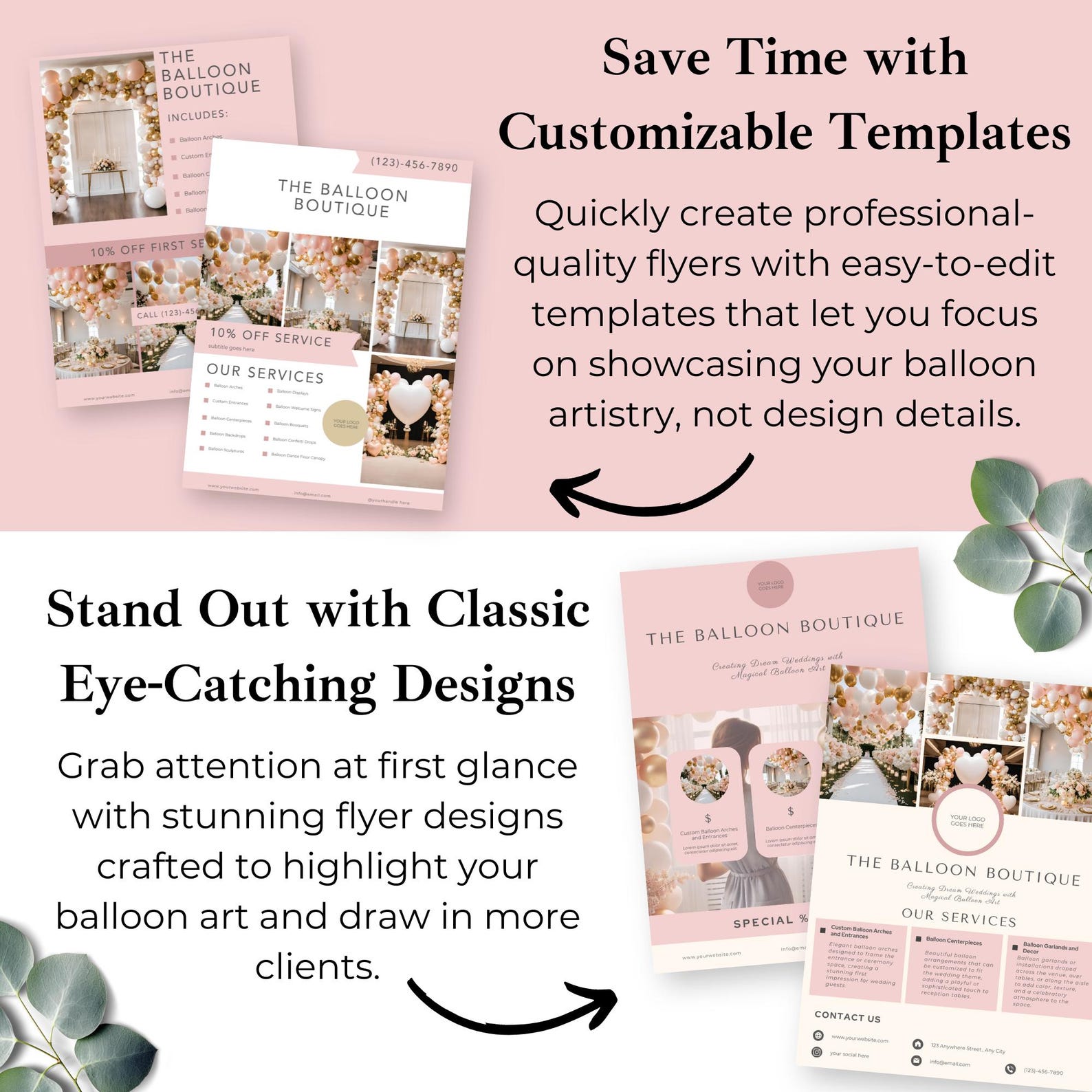 Balloon Artist Flyer Templates Wedding Balloon Business Bundle Editable ...