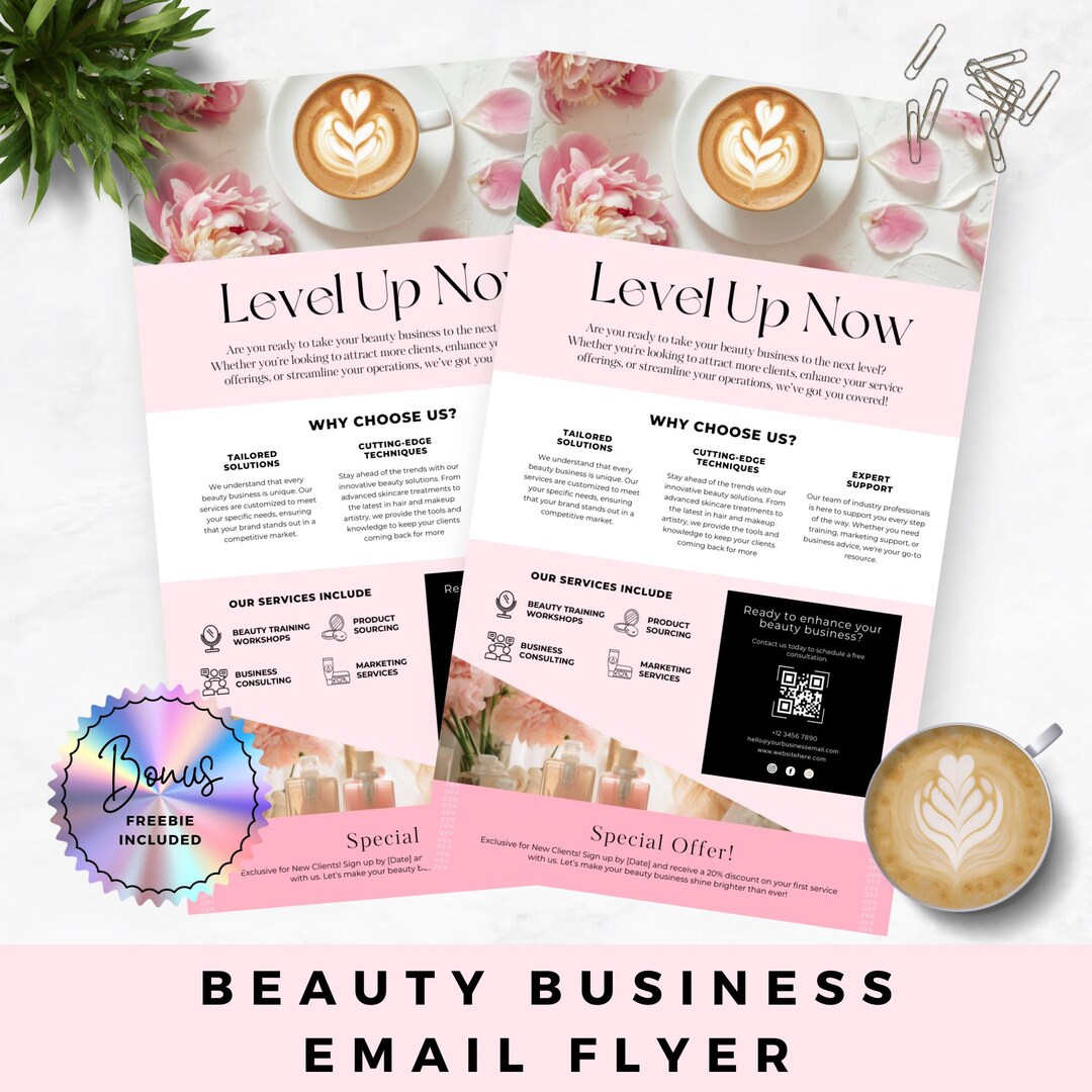 Beauty Salon Business Email Newsletter Template Beautician Flyer ...