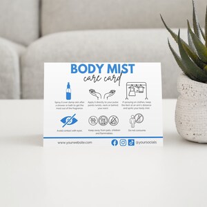 Editable Body Mist Care Card Template for Perfume Instructions ...