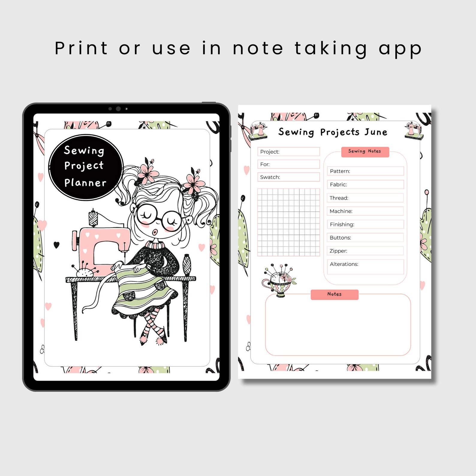 Sewing Planner Seamstress Planner Sewing Journal Printable Sewing