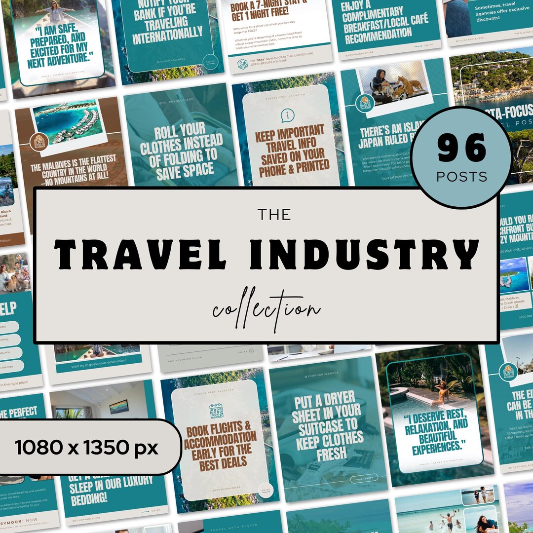 Travel Social Media Templates for Travel Agents, Editable Canva ...