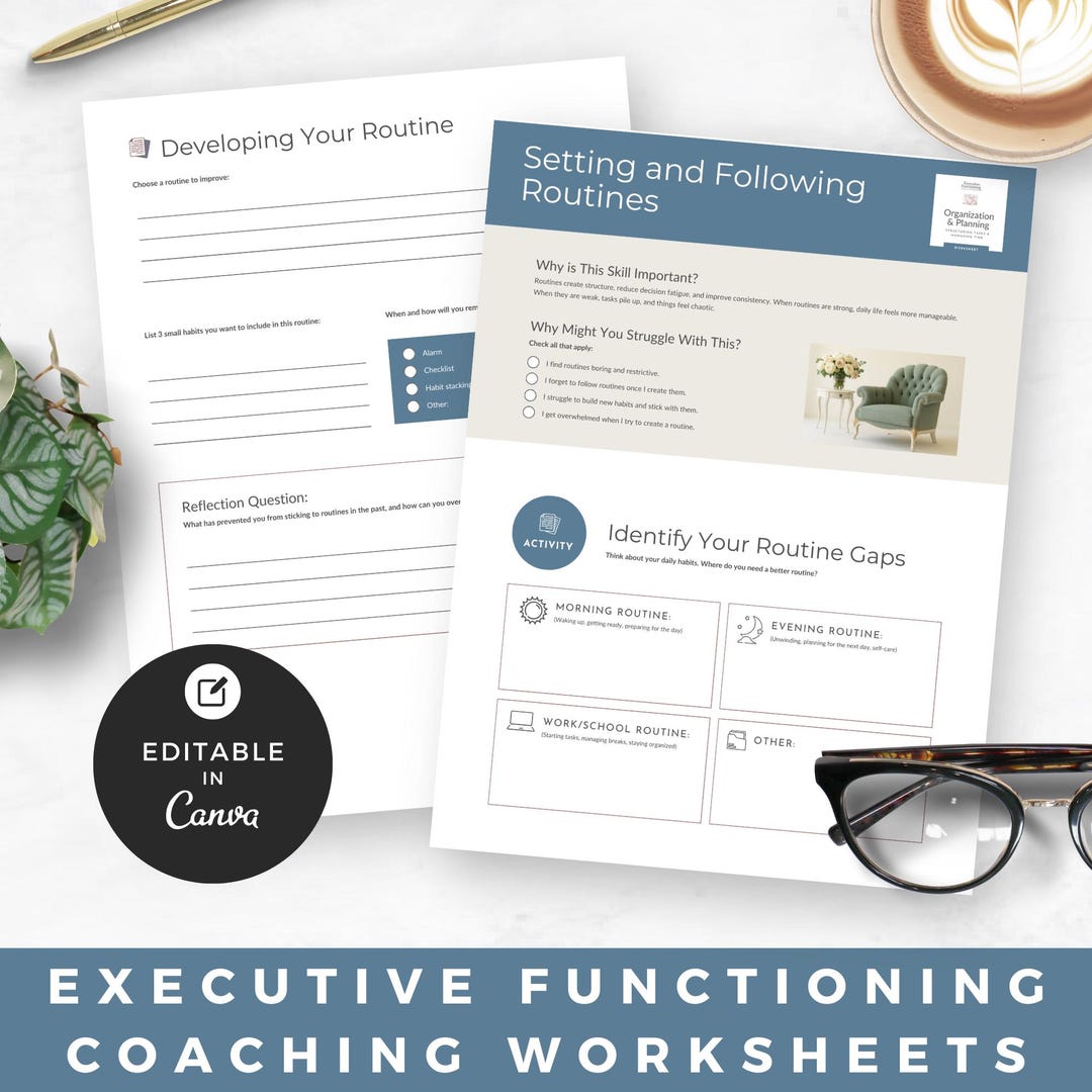 Routine Planner Worksheet for Executive Functioning Coaches | Editable ...