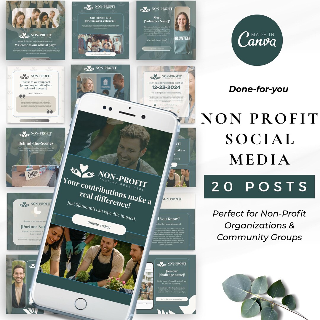 Non Profit Social Media Templates, Fundraising Canva Graphics, Editable ...