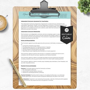 Yoga Studio Contract Template for Independent Contractor Service ...