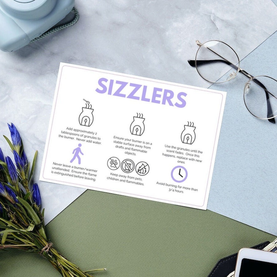 Printable Salt Sizzlers Care Card | Wax Melt & Simmering Granules ...