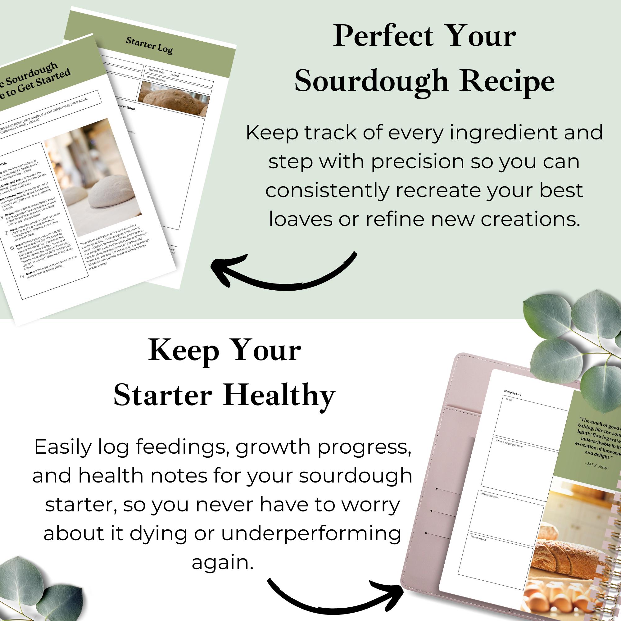 Sourdough Baking Journal, Digital Recipe Tracker, Sourdough Starter Log ...