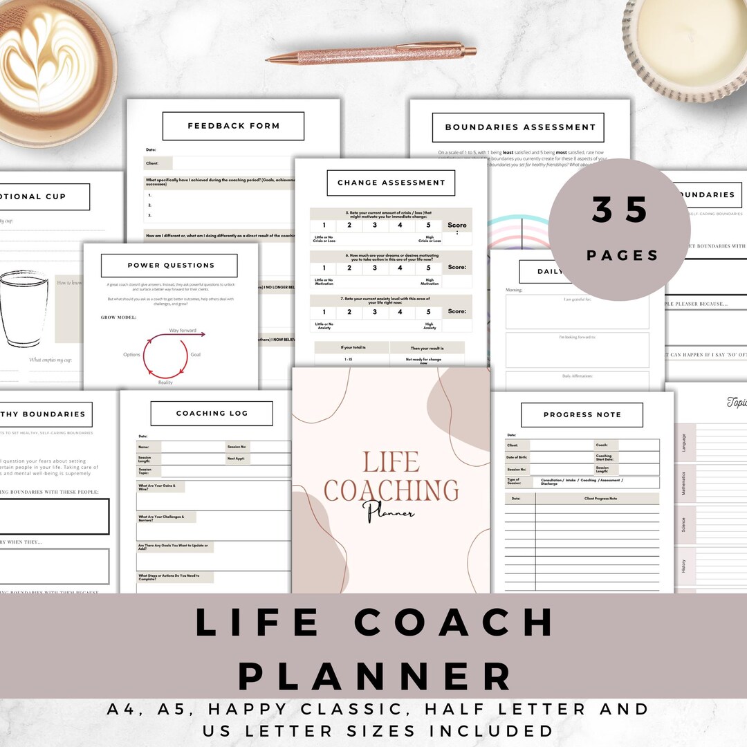 Coaching Planner Printable Life Coach Workbook for Personal Development ...