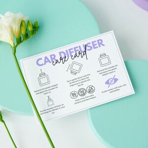 Car Diffuser Care Card Template Care Air Freshener Guide Oil Diffuser ...