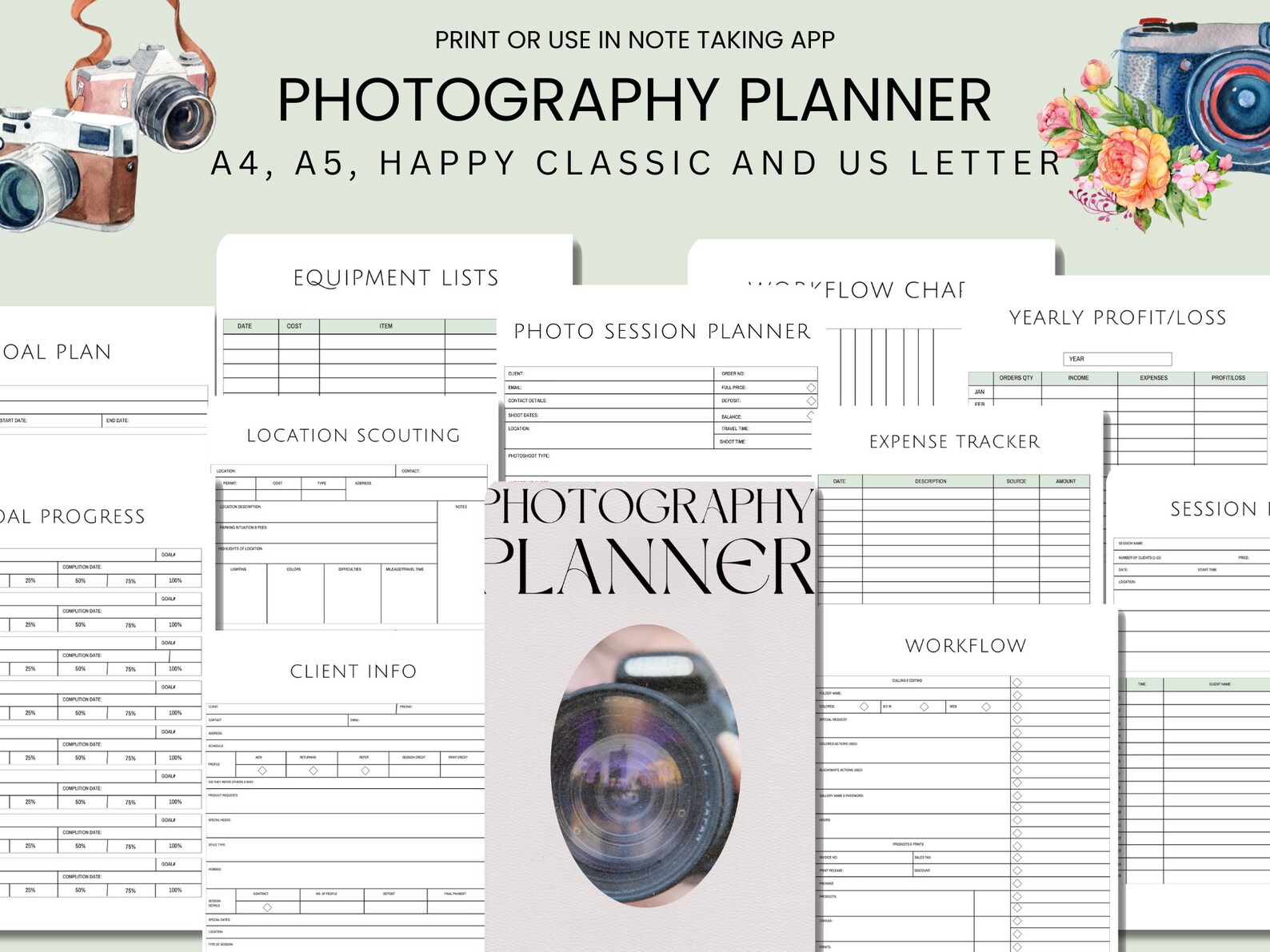 Photography Planner Printable Photographer Session Planner - Etsy UK