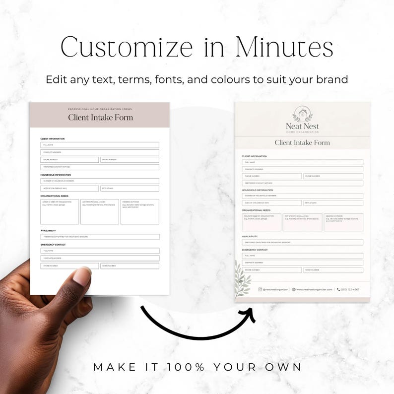 Professional Organizer Form Bundle Home Organizer Template Client ...