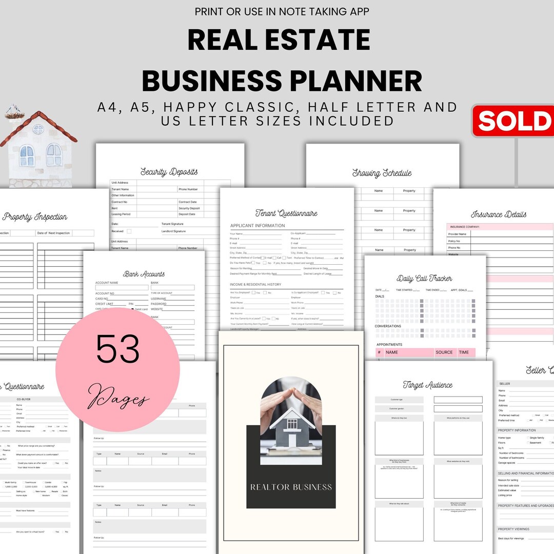 Real Estate Business Planner Bundle Marketing Realtors Journal Estate ...