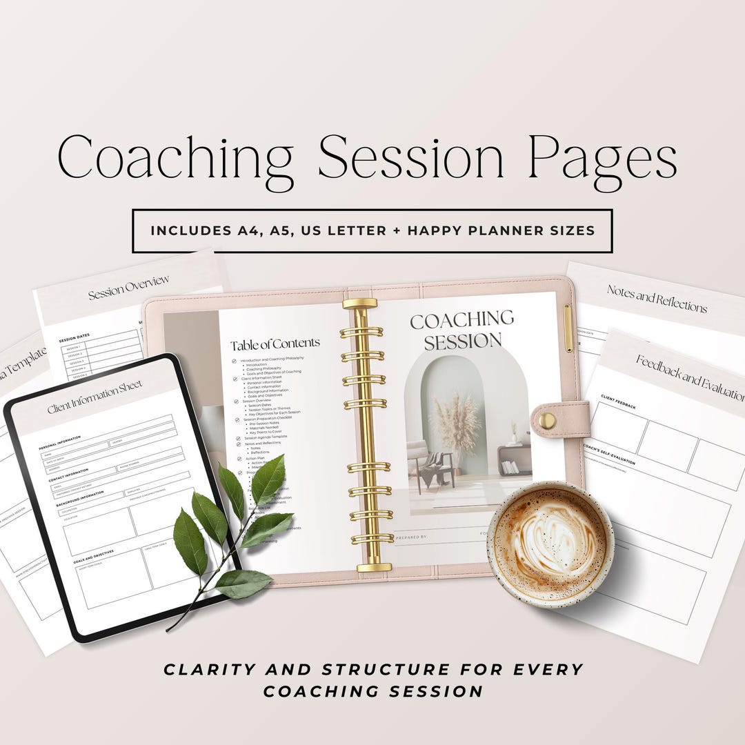 Printable Coaching Session Planner PDF, Client Session Organizer for ...