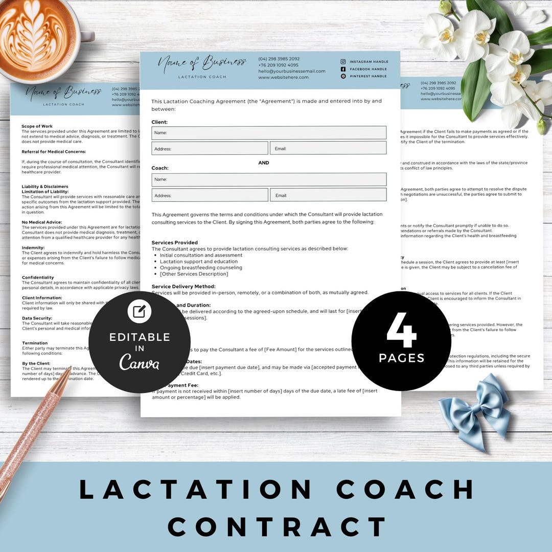 Customizable Lactation Consultant Agreement Editable Breastfeeding ...