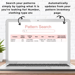 Sewing Inventory Spreadsheet Excel Fabric Tracker for Sewing Pattern ...